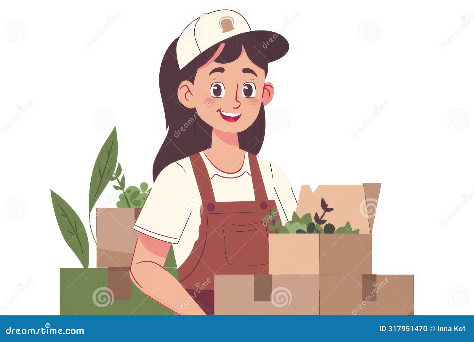 Warehouse Employee Transporting a Large Stack of Cardboard Boxes in the ...