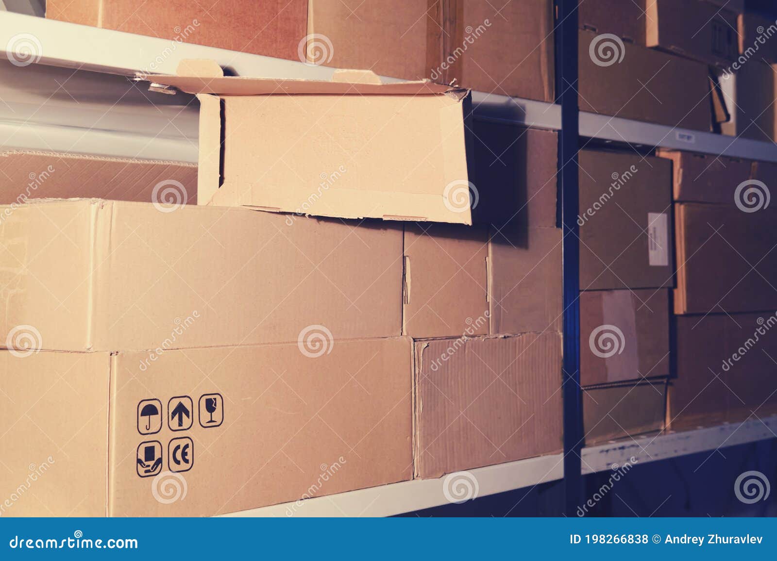 Warehouse with Empty Boxes. Theft at a Postal Warehouse Stock Photo ...