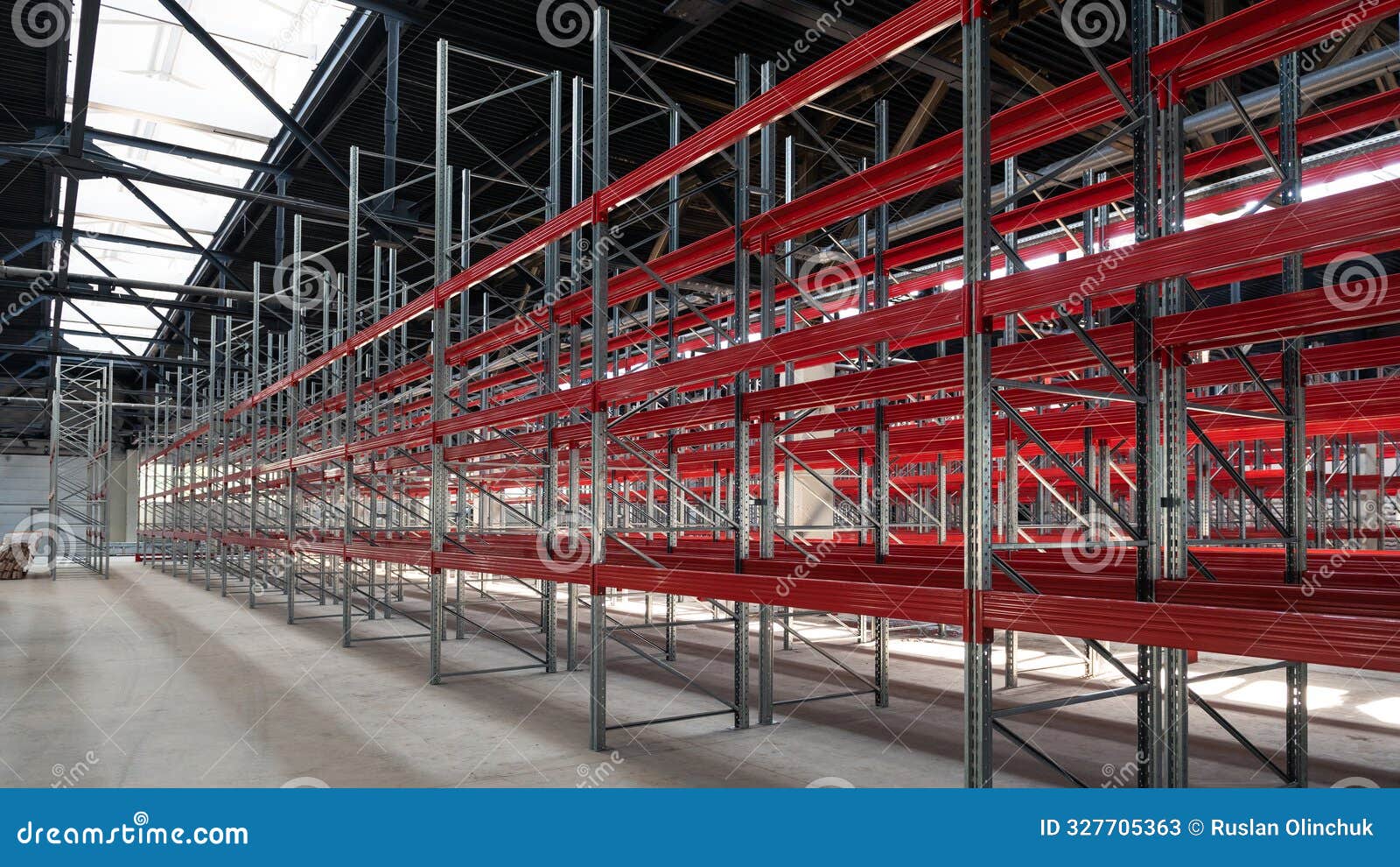 Warehouse with Empty High Pallet Racks, Shelving System Stock Image ...