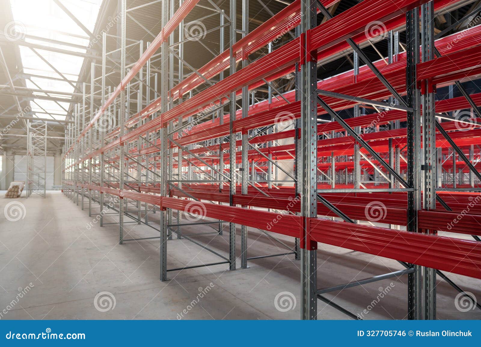 Warehouse with Empty High Pallet Racks, Shelving System Stock Photo ...