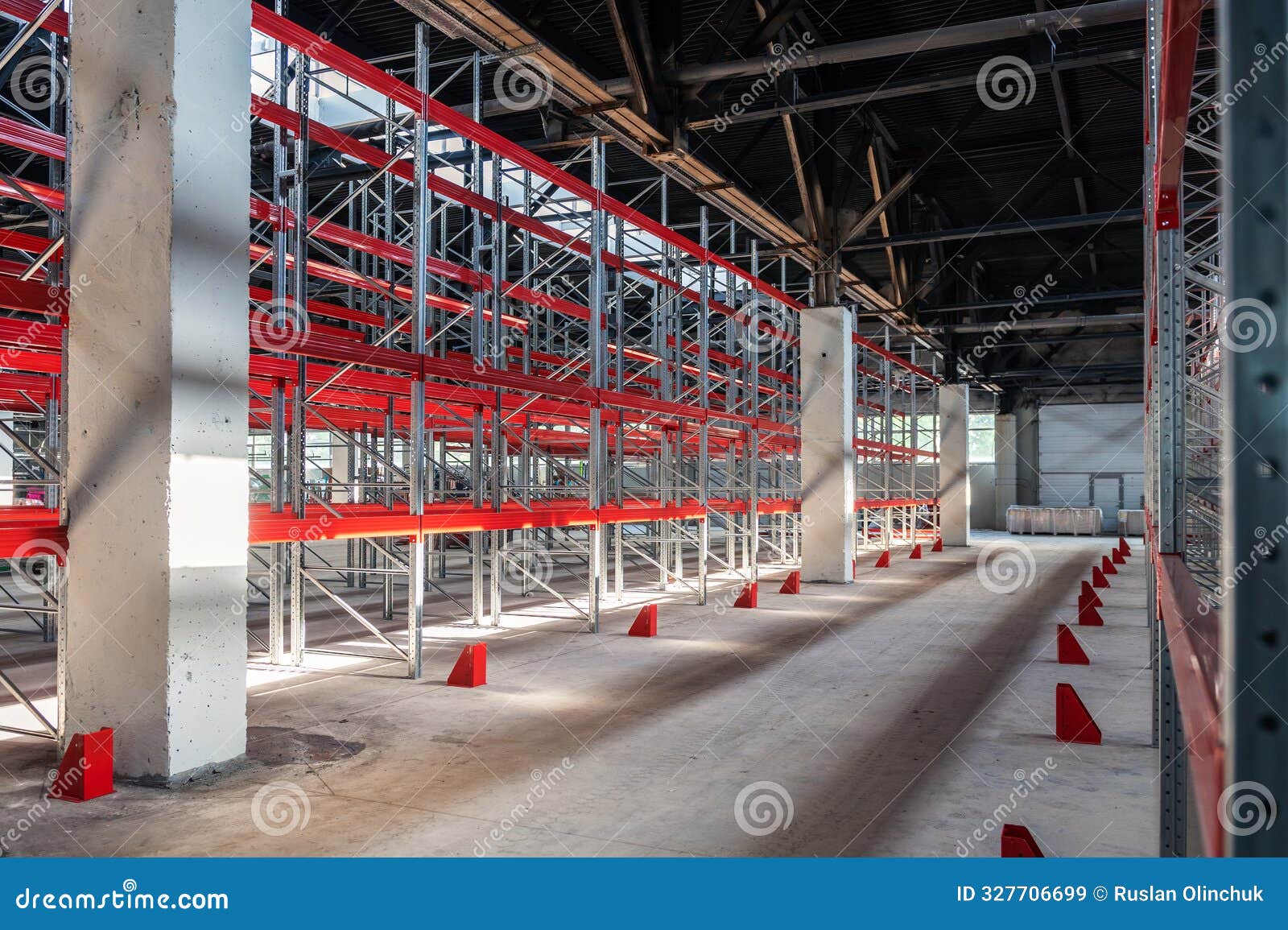 Warehouse with Empty High Pallet Racks, Shelving System Stock Image ...