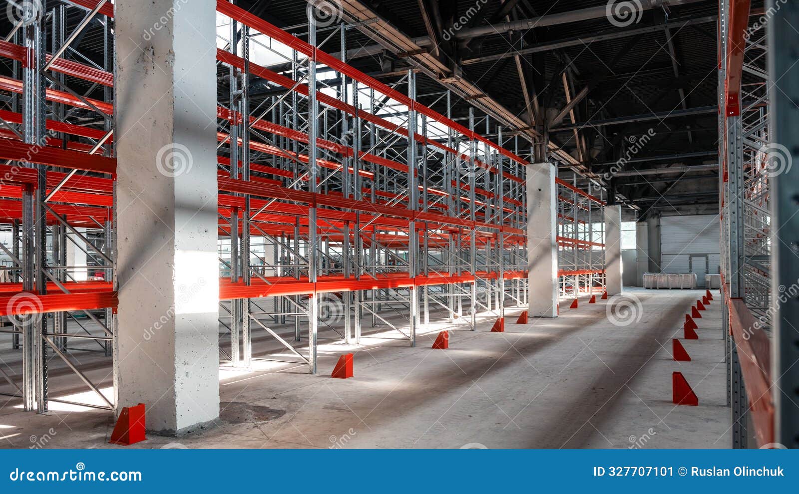 Warehouse with Empty High Pallet Racks, Shelving System Stock Image ...