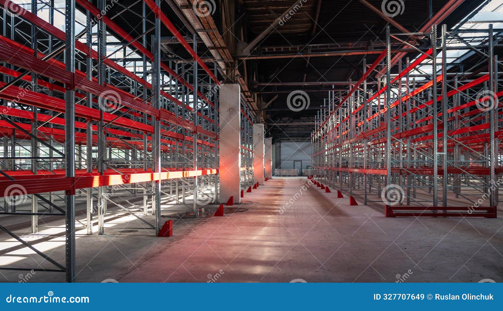 Warehouse with Empty High Pallet Racks, Shelving System Stock Image ...