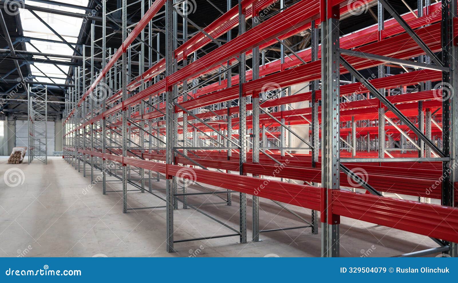 Warehouse with Empty High Pallet Racks, Shelving System Stock Image ...