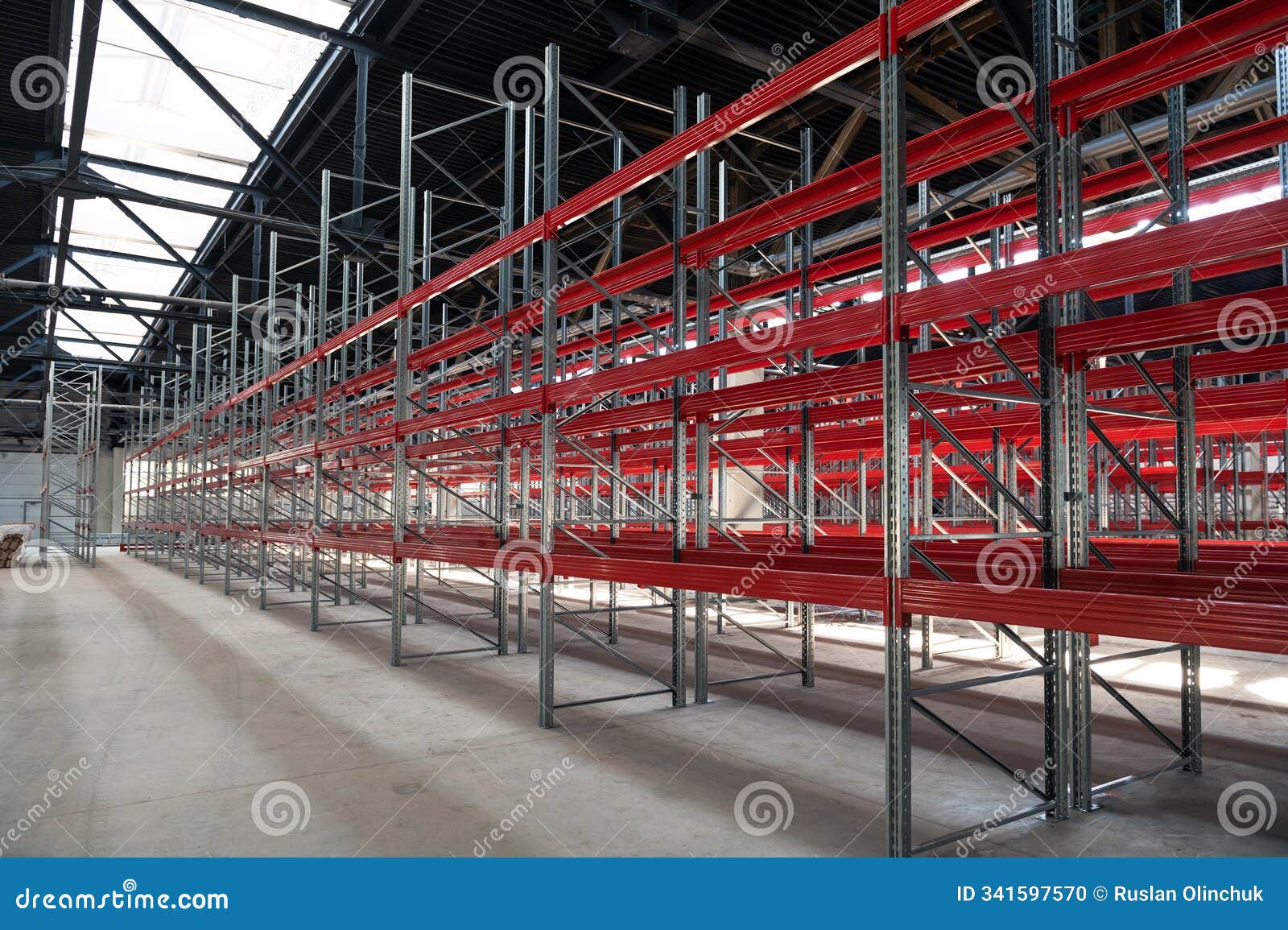 Warehouse with Empty High Pallet Racks, Shelving System Stock Photo ...