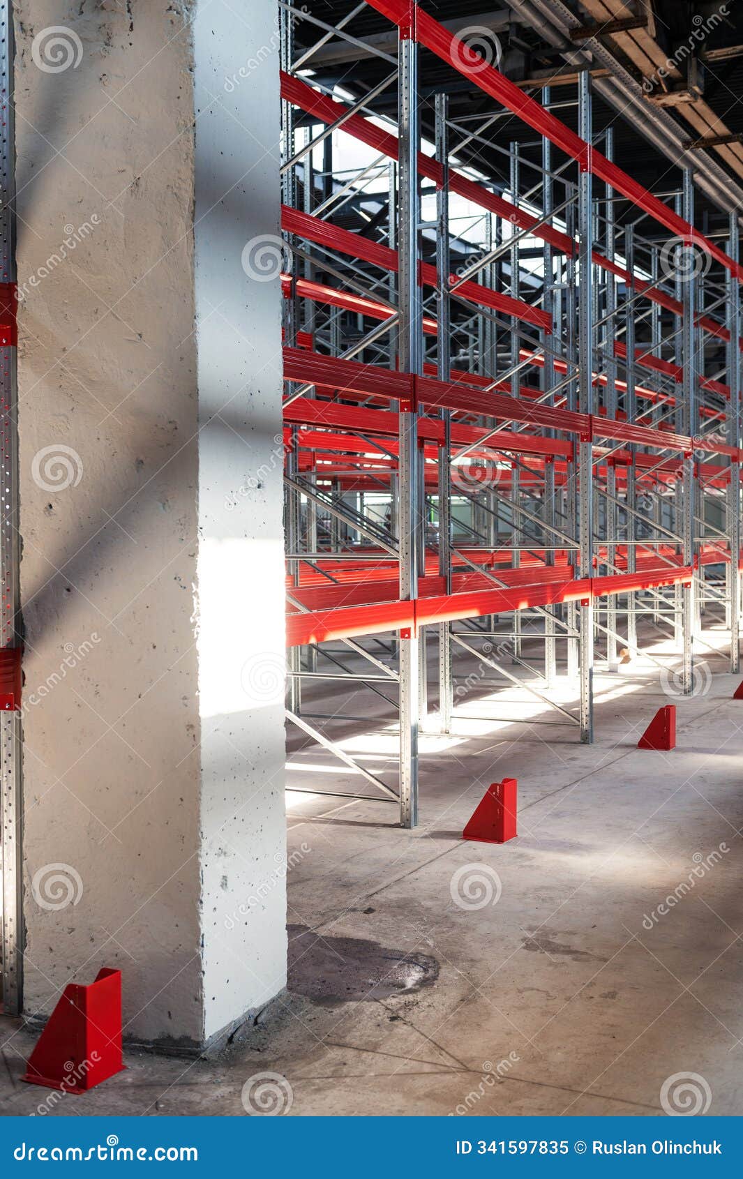 Warehouse with Empty High Pallet Racks, Shelving System Stock Image ...