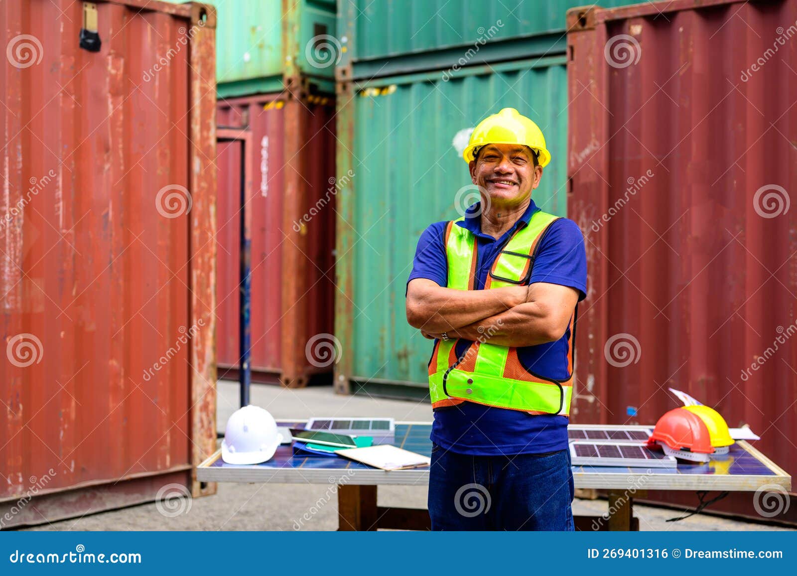 Warehouse Engineer Working at Container Yard Stock Photo - Image of ...