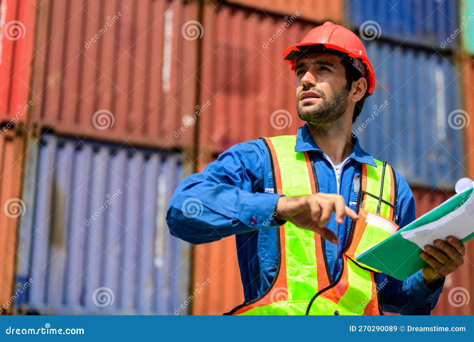 Warehouse Engineer Working at Container Yard Stock Image - Image of ...