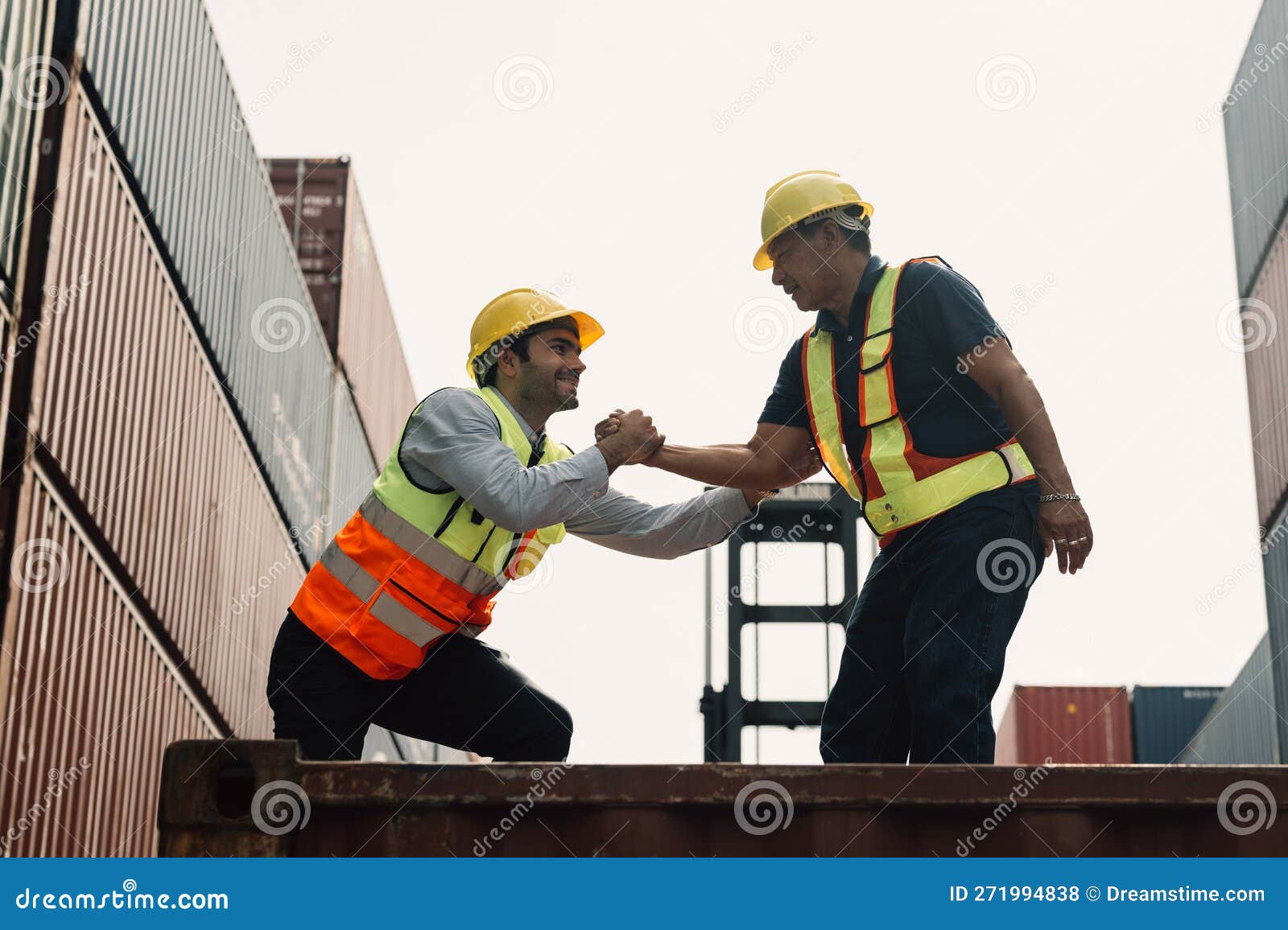 Warehouse Engineer Worker Working at Industrial Container Yard Stock ...