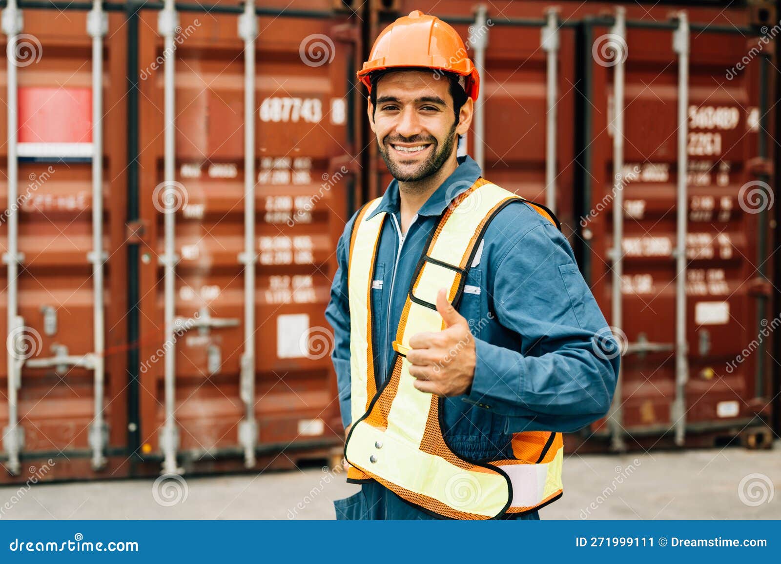 Warehouse Engineer Worker Working at Industrial Container Yard Stock ...
