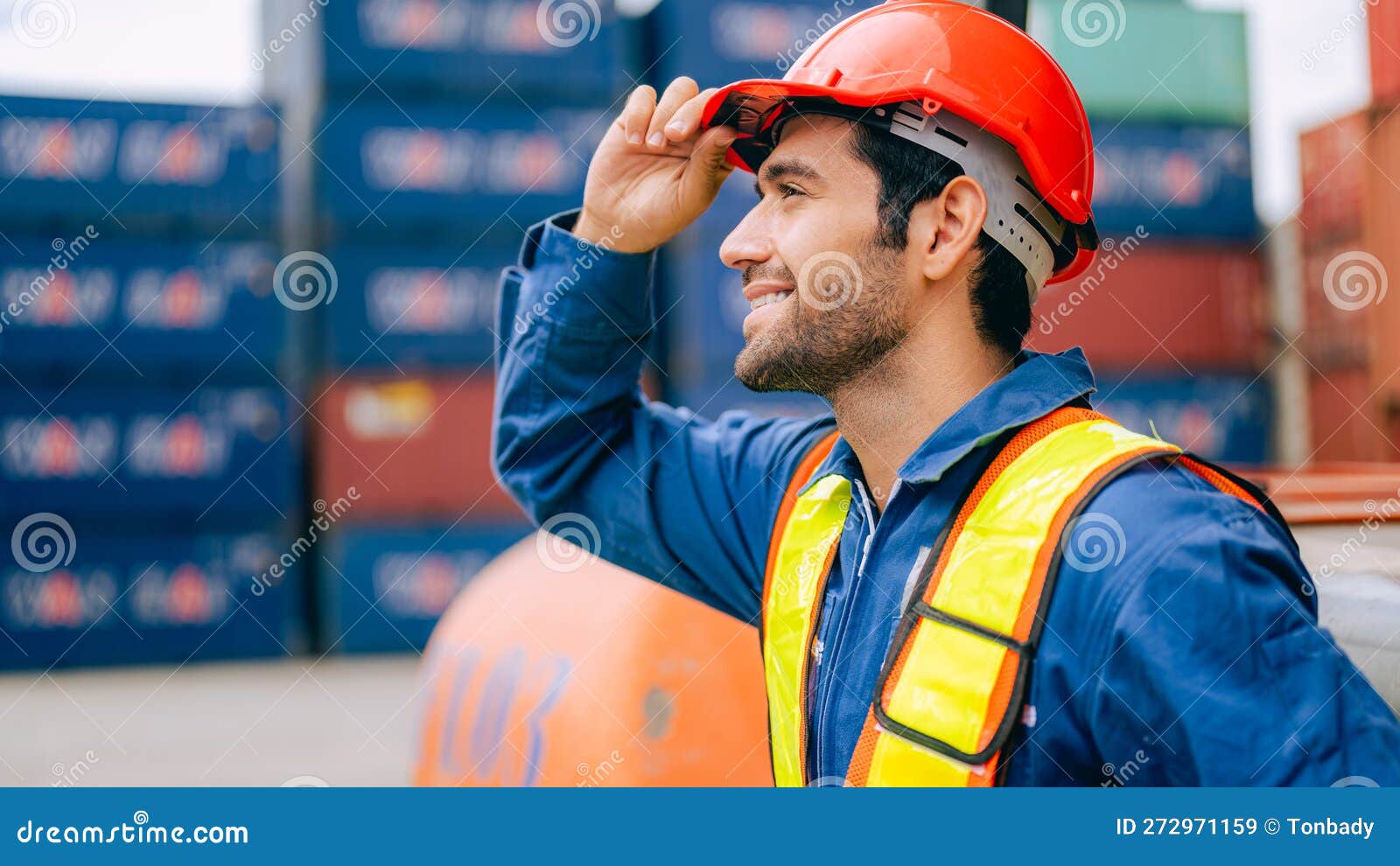 Warehouse Engineer Worker Working at Industrial Container Yard Stock ...
