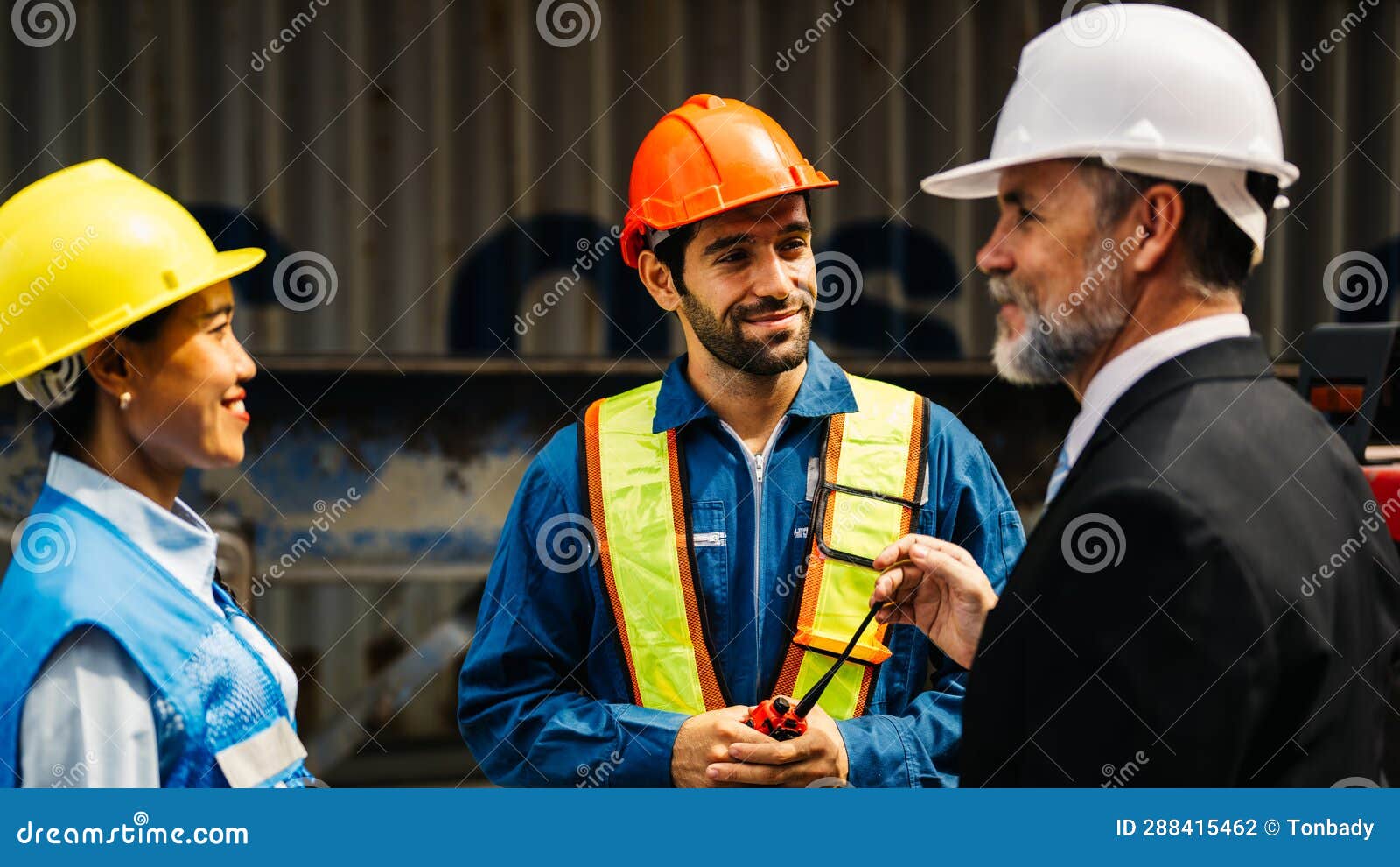 Warehouse Engineer Worker Working at Industrial Container Yard Stock ...