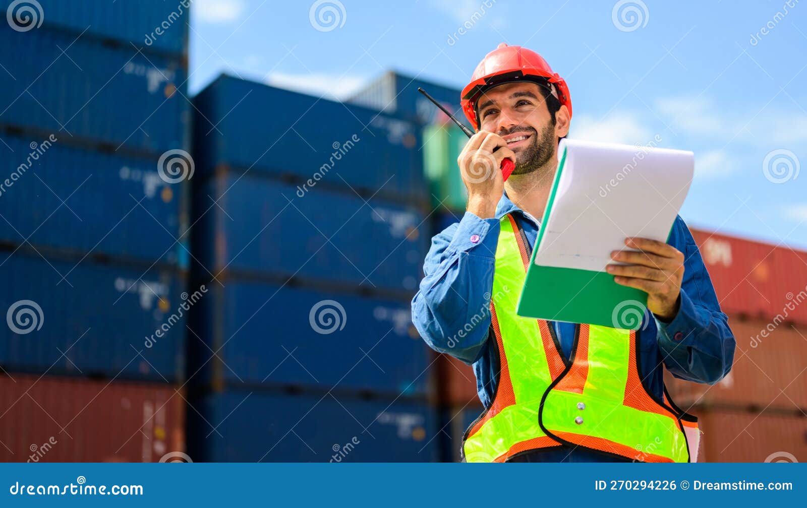 Warehouse Engineer Working at Container Yard Stock Photo - Image of ...
