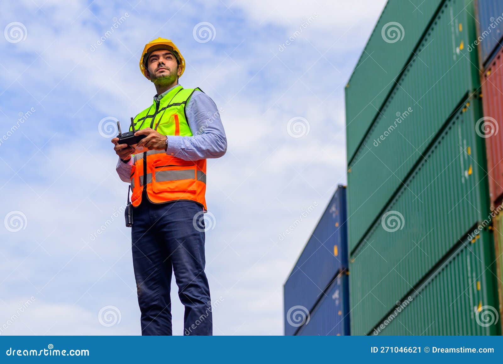 Warehouse Engineer Working at Container Yard Stock Image - Image of ...