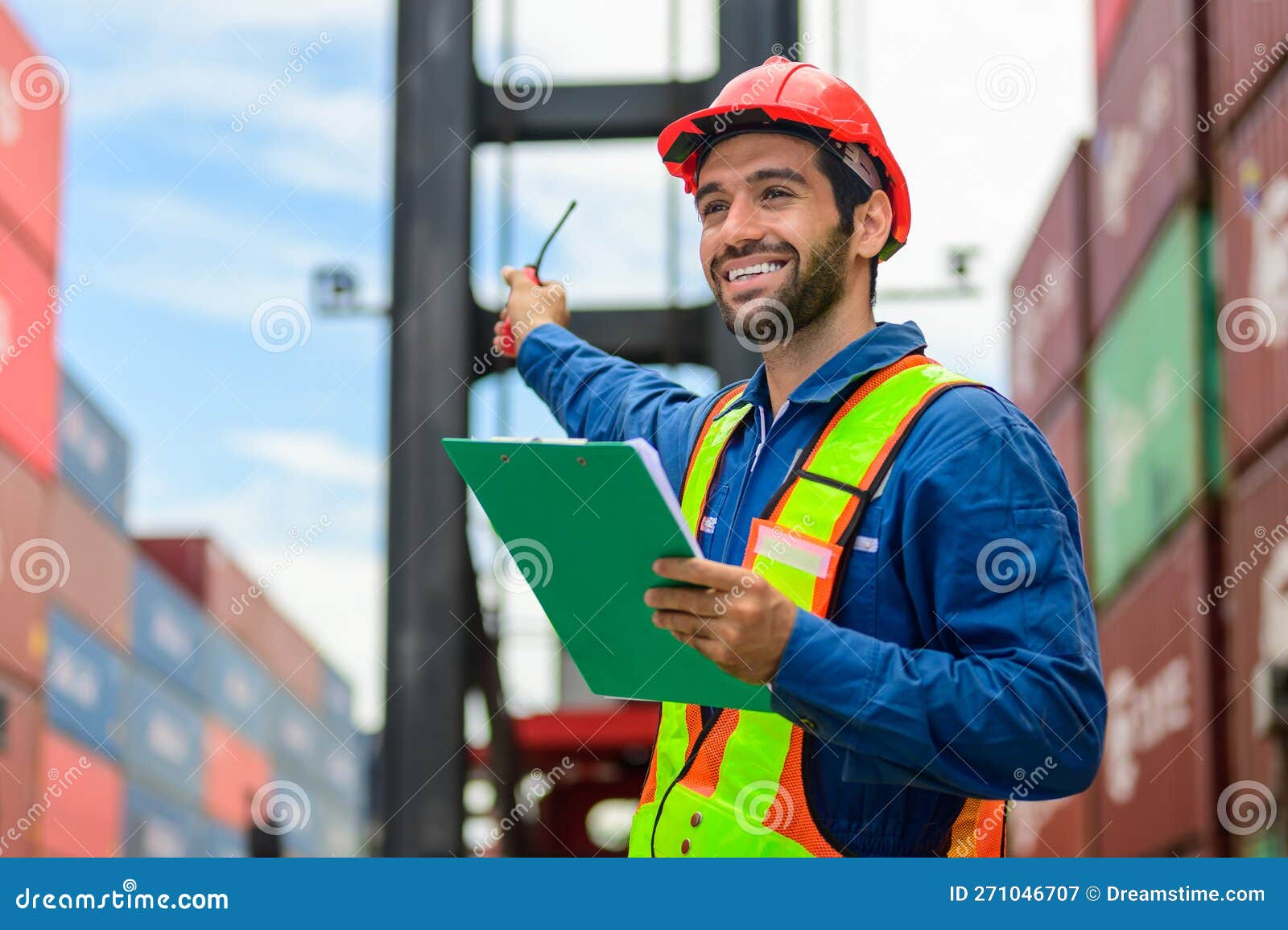 Warehouse Engineer Working at Container Yard Stock Image - Image of ...