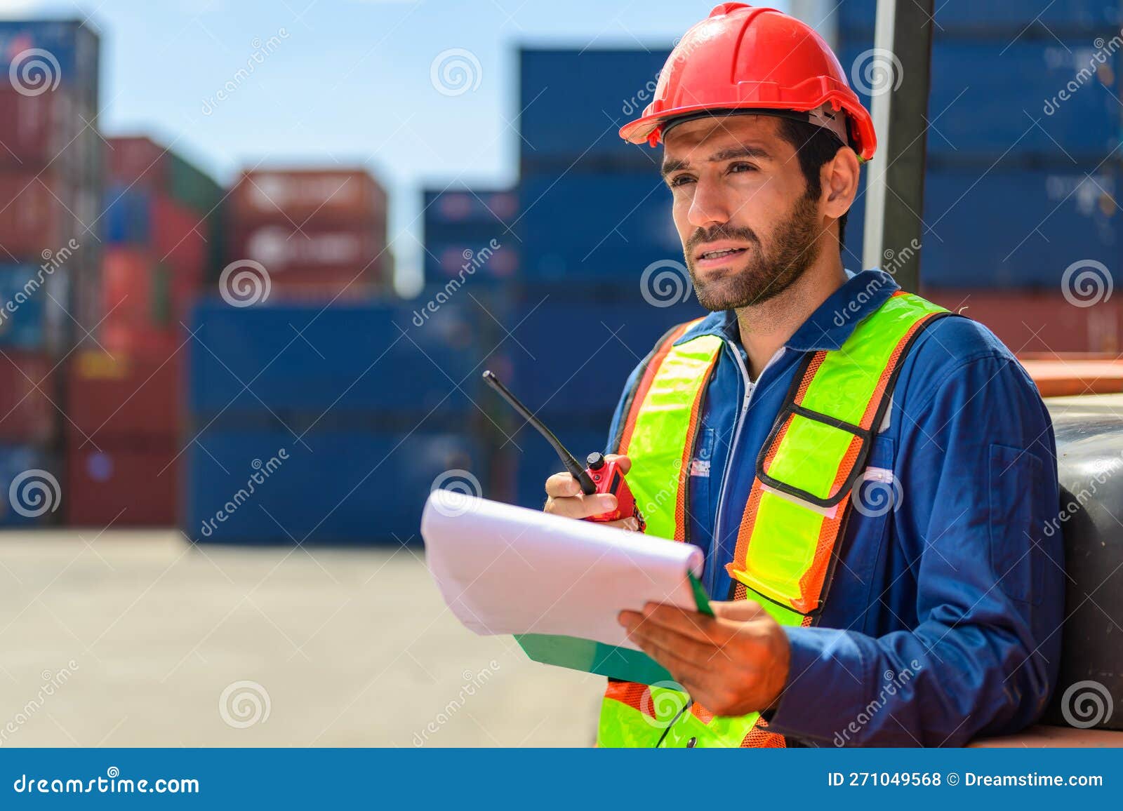 Warehouse Engineer Working at Container Yard Stock Photo - Image of ...