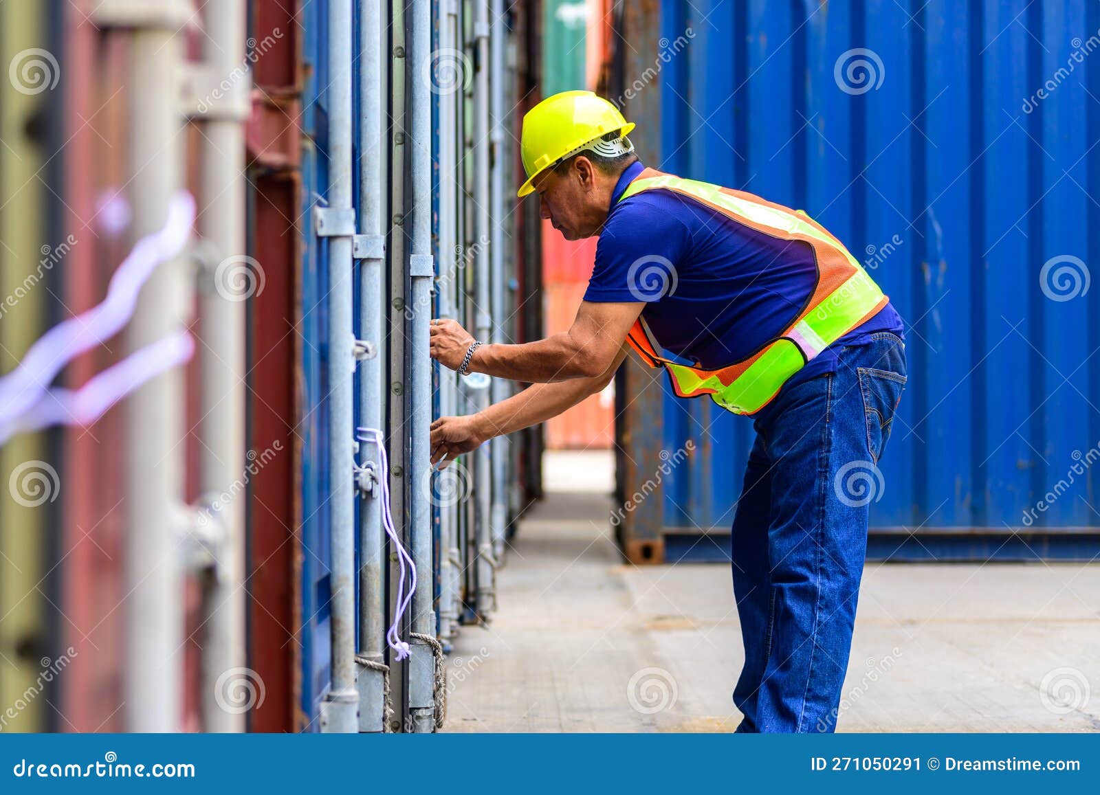 Warehouse Engineer Working at Container Yard Stock Image - Image of ...