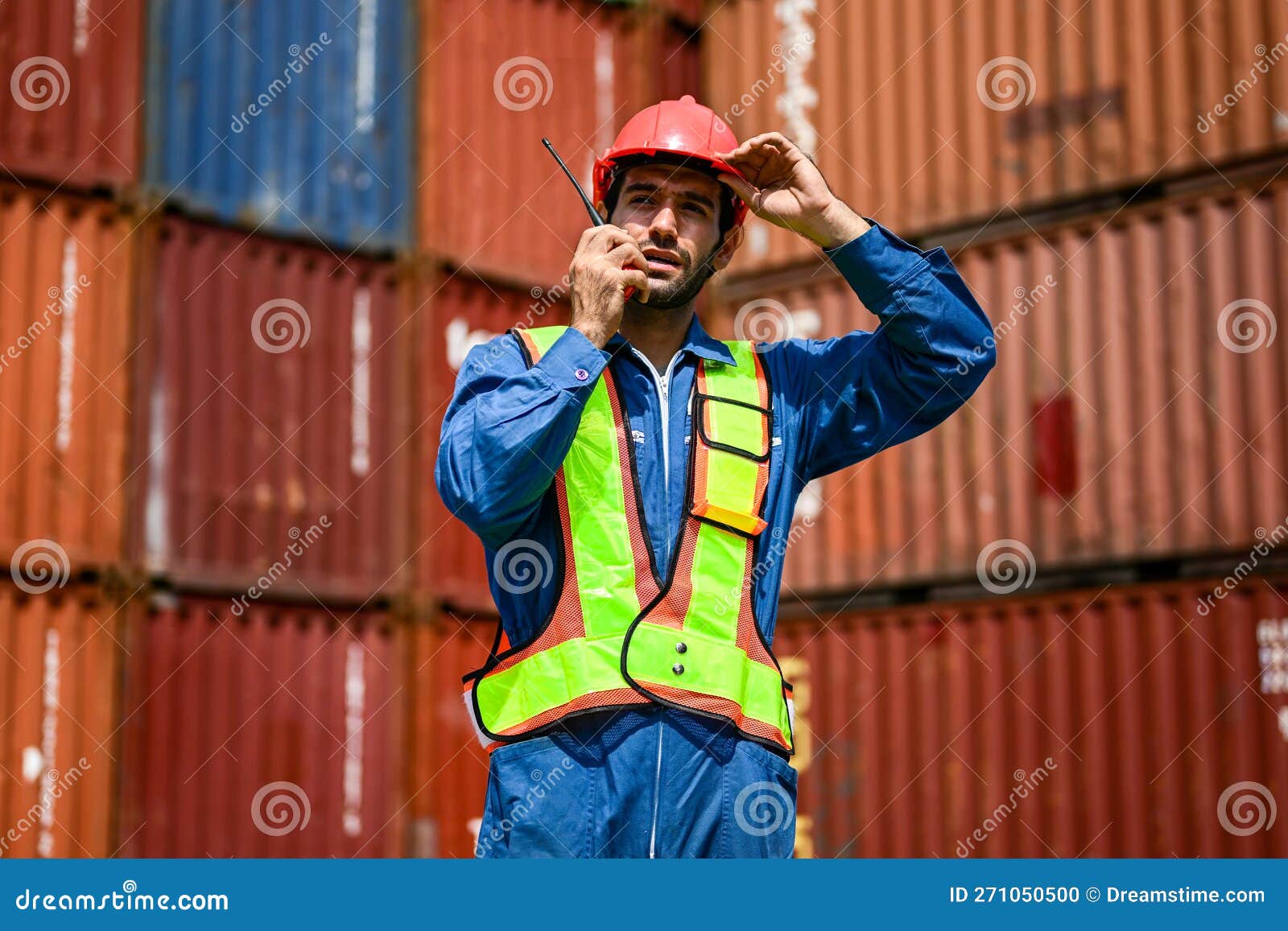 Warehouse Engineer Working at Container Yard Stock Photo - Image of ...