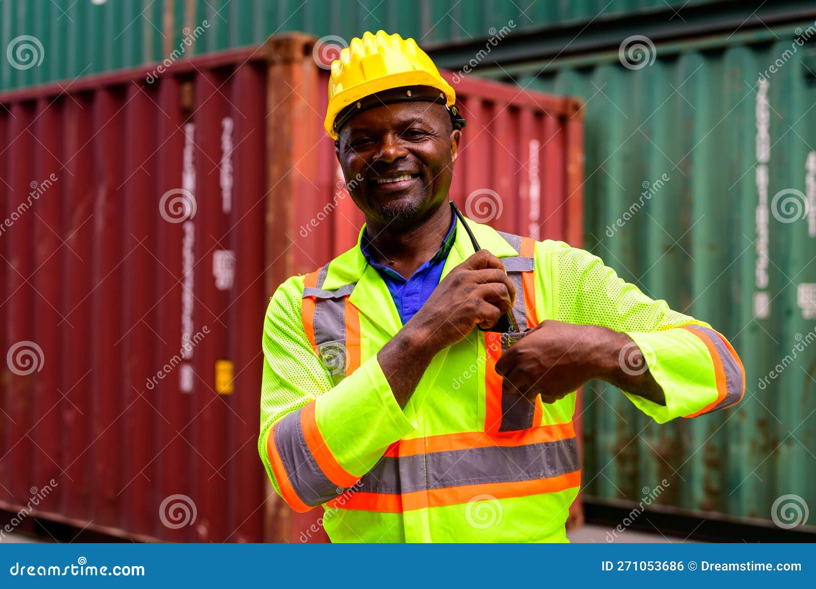Warehouse Engineer Working at Container Yard Stock Photo - Image of ...
