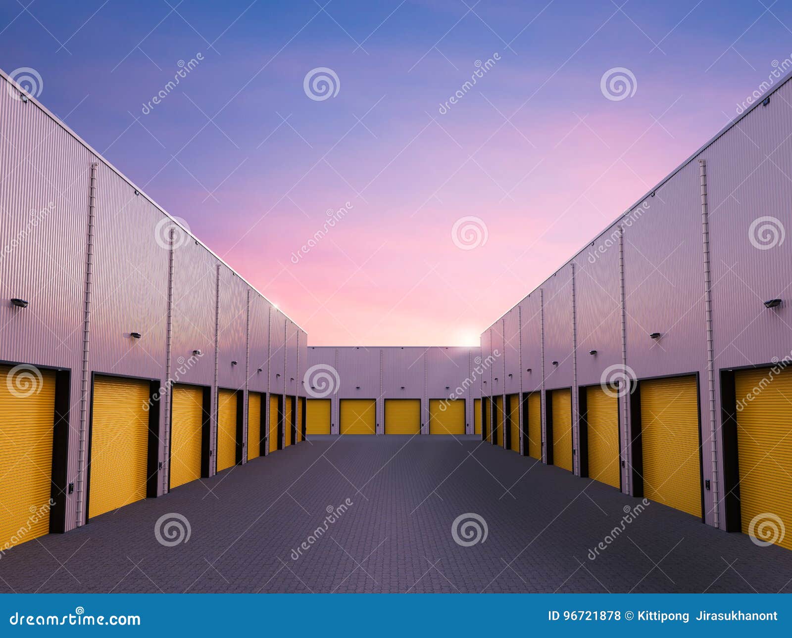 Warehouse Exterior with Doors Closed Stock Illustration - Illustration ...