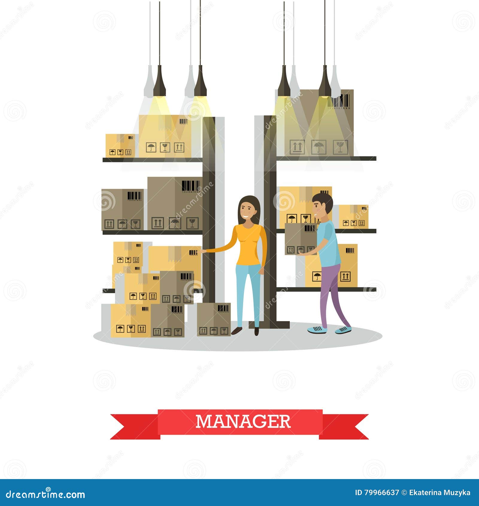 Warehouse Female Manager Comic Character. Vector Concept Illustration ...