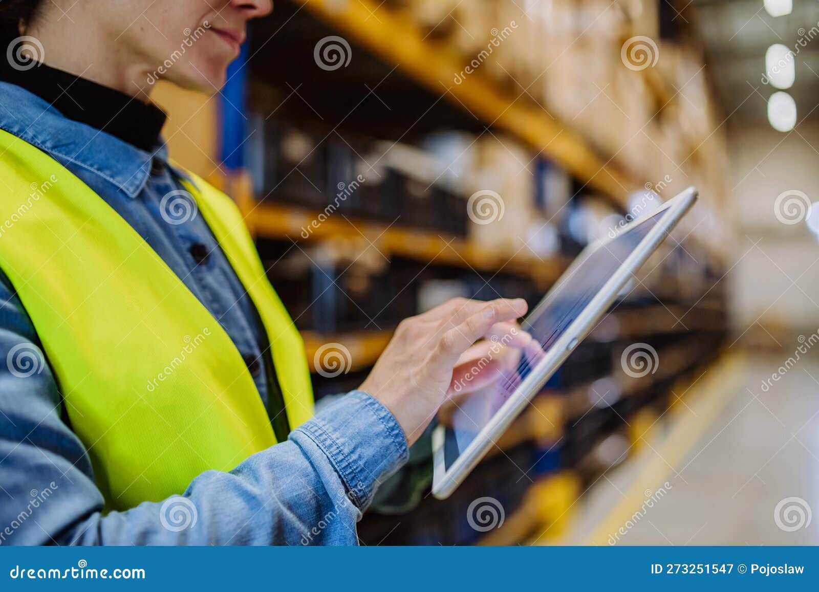 Warehouse Female Worker Checking Up Stuff in a Warehouse. Stock Image ...