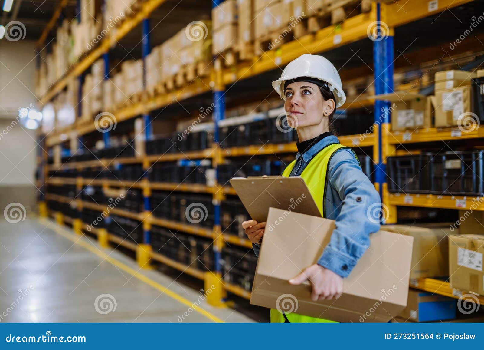 Warehouse Female Worker Checking Up Stuff in a Warehouse. Stock Photo ...