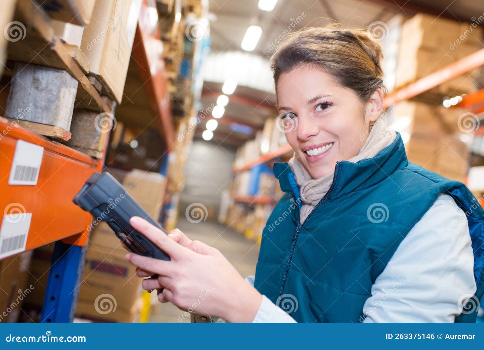 Warehouse Female Worker Scanning Barcodes on Boxes Stock Photo - Image ...