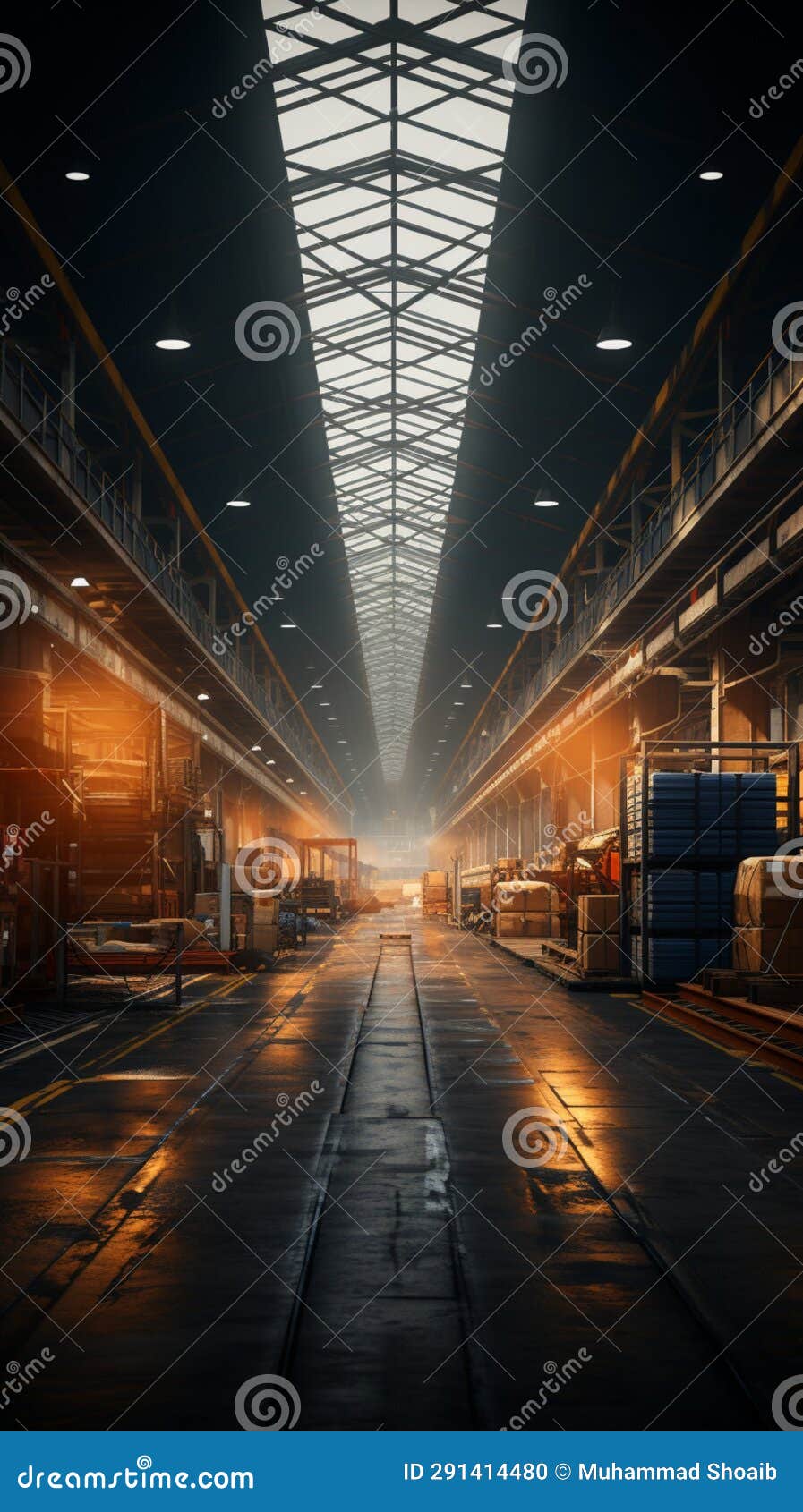 Warehouse Filled with Cargo, Protected by a Robust Metal Frame Roof ...