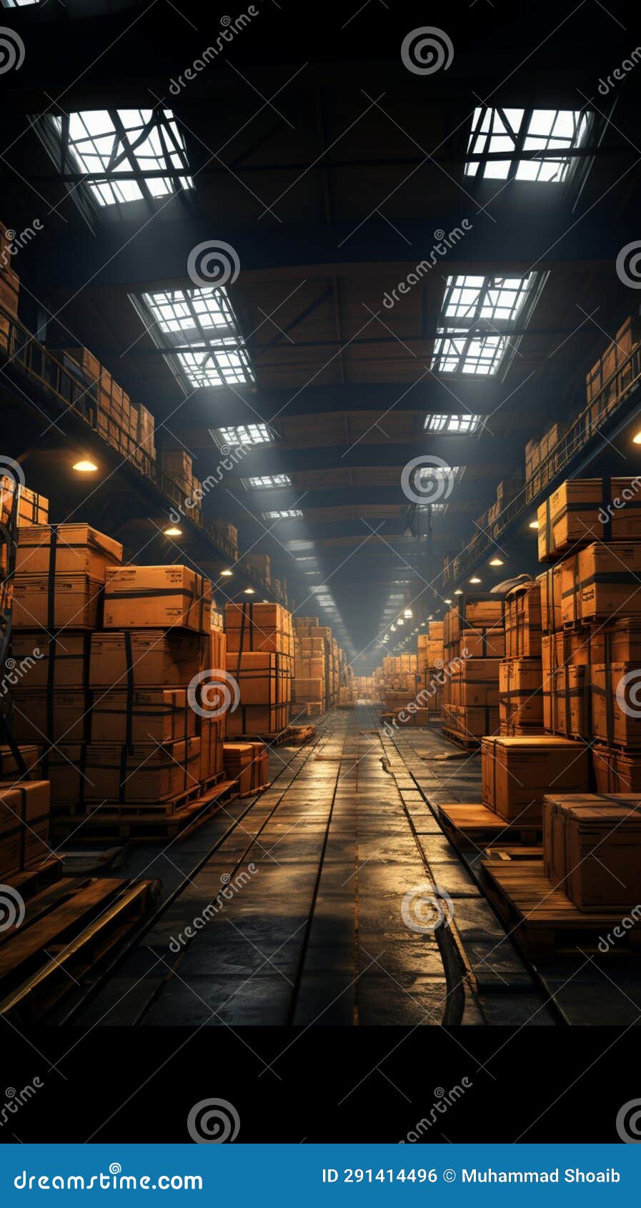 Warehouse Filled with Cargo, Protected by a Robust Metal Frame Roof ...