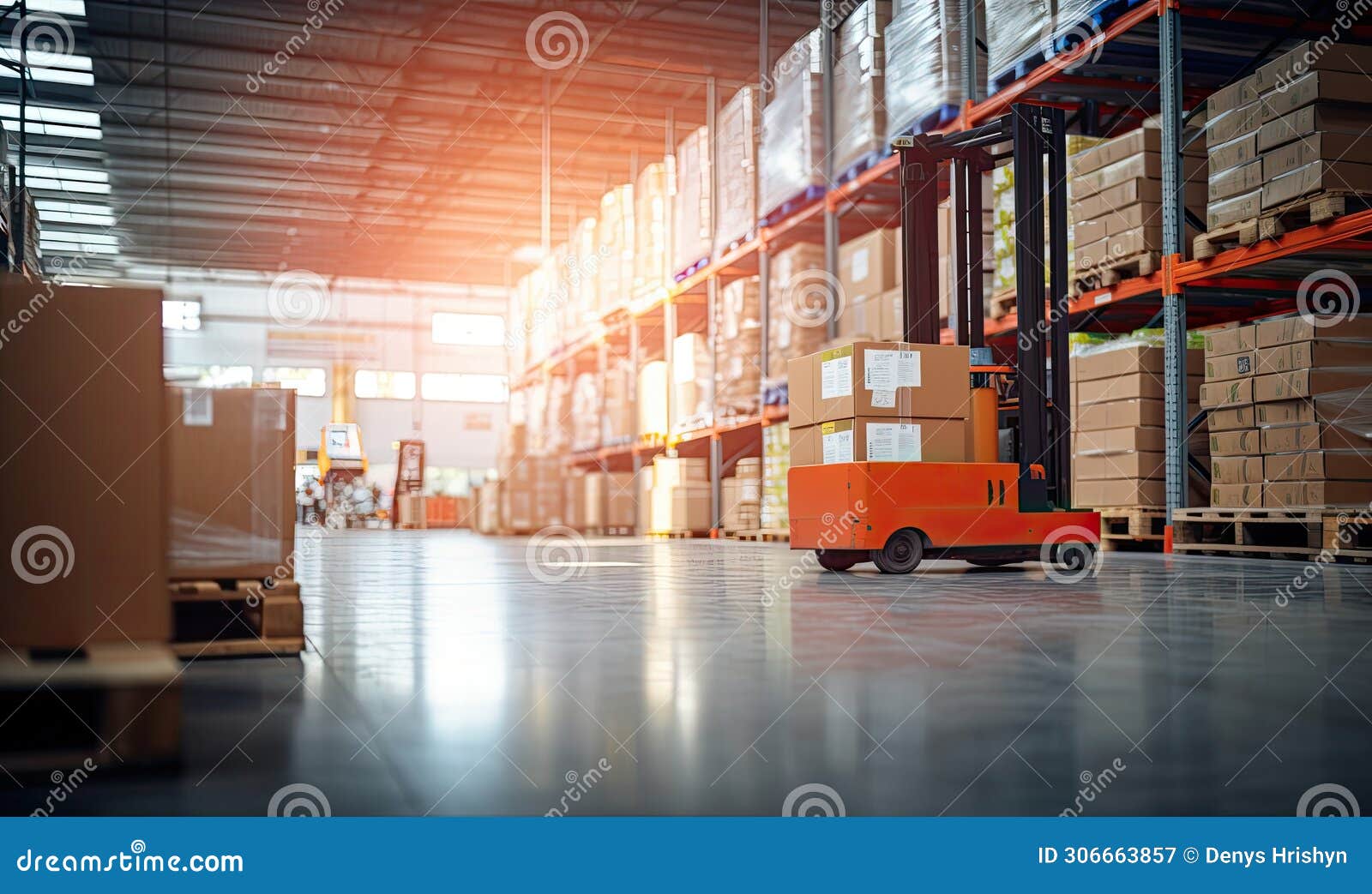 A Warehouse Filled with Organized Pallets and Stacked Boxes Stock ...