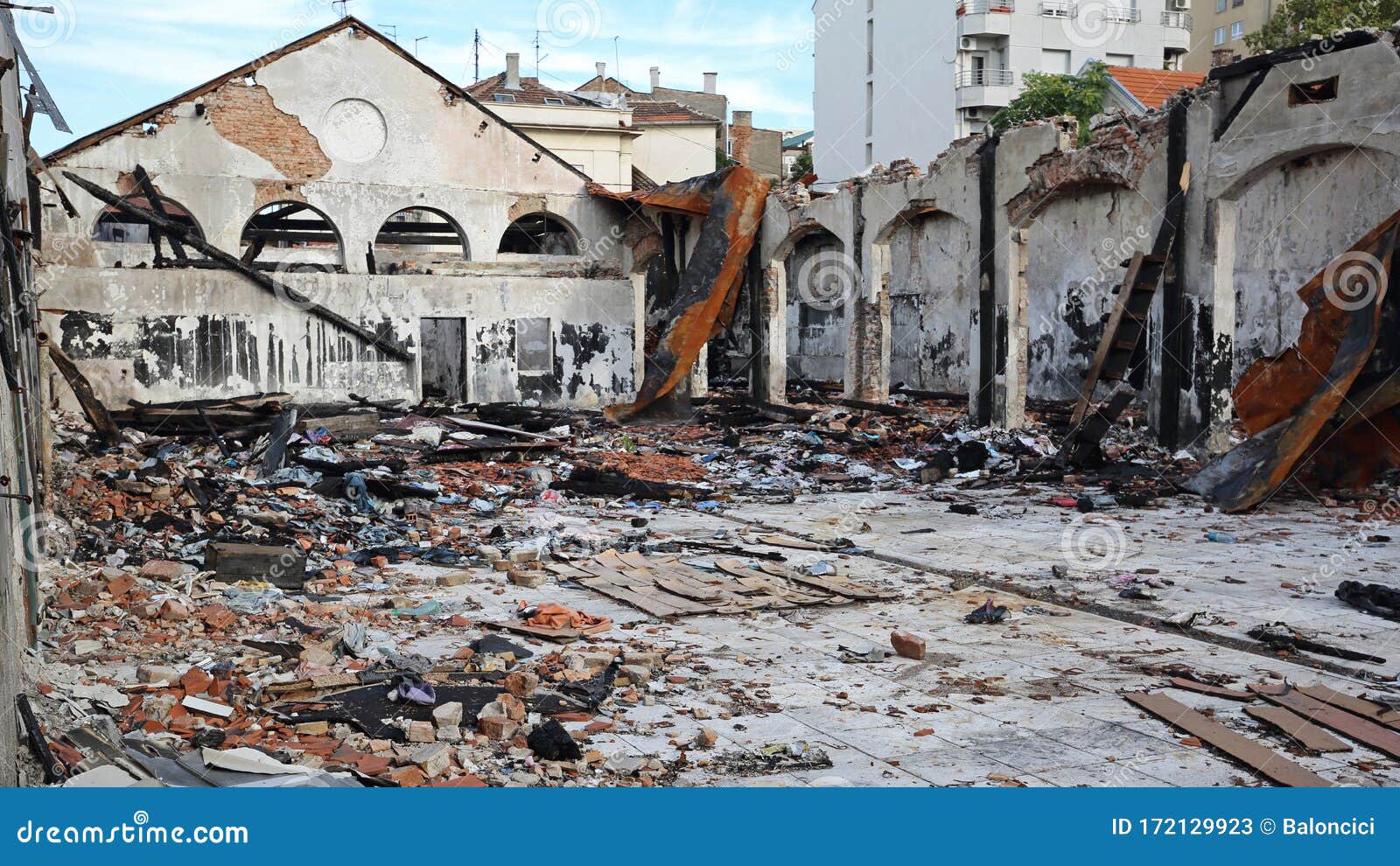 Warehouse Fire Damage stock image. Image of risk, fire - 172129923