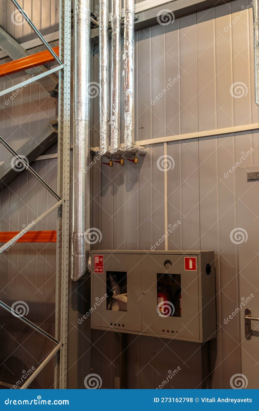 Warehouse Fire Extinguishing System. Fire Hydrants with Sleeves in ...