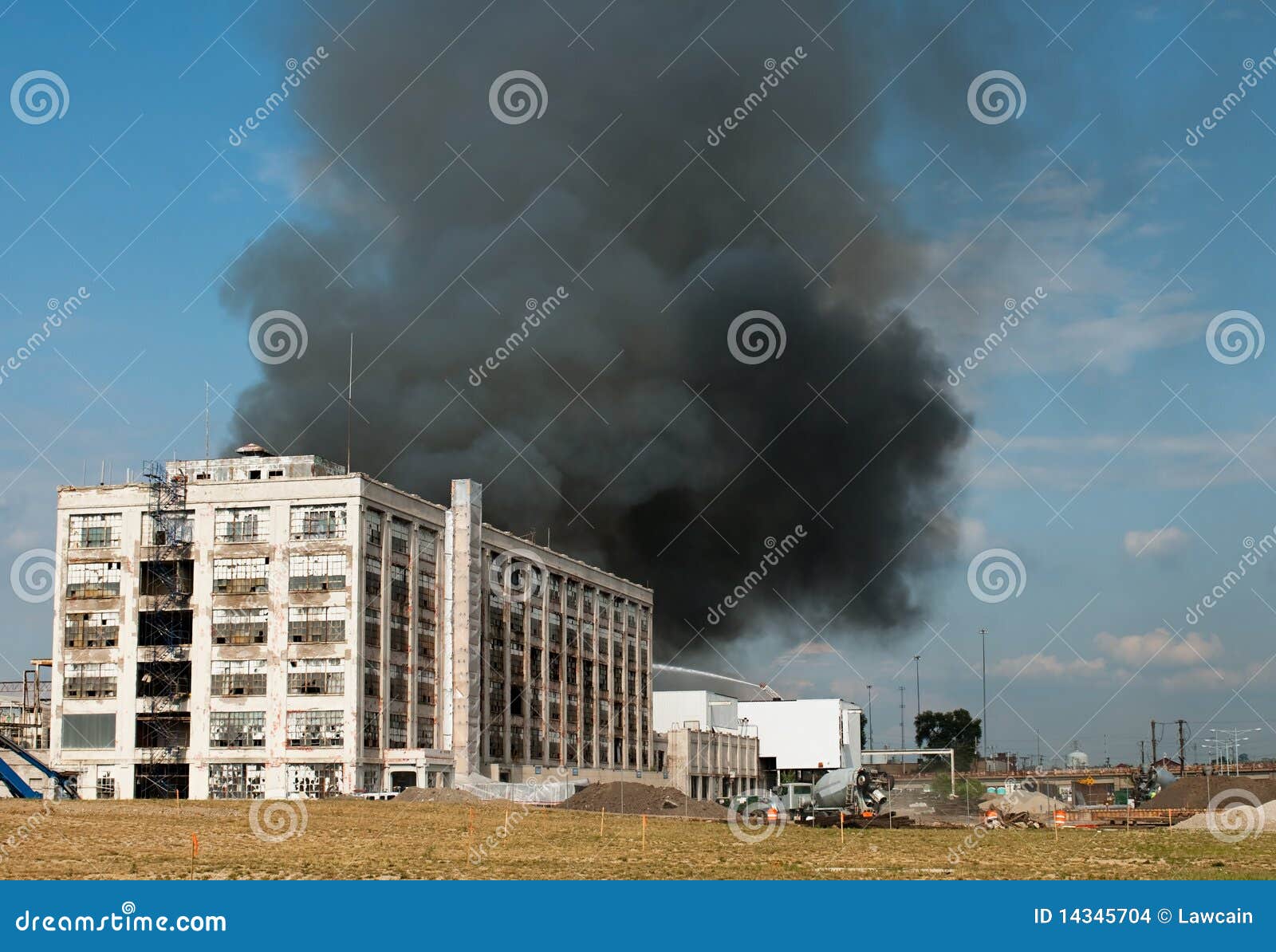 Warehouse Fire Smoke stock photo. Image of emergency - 14345704