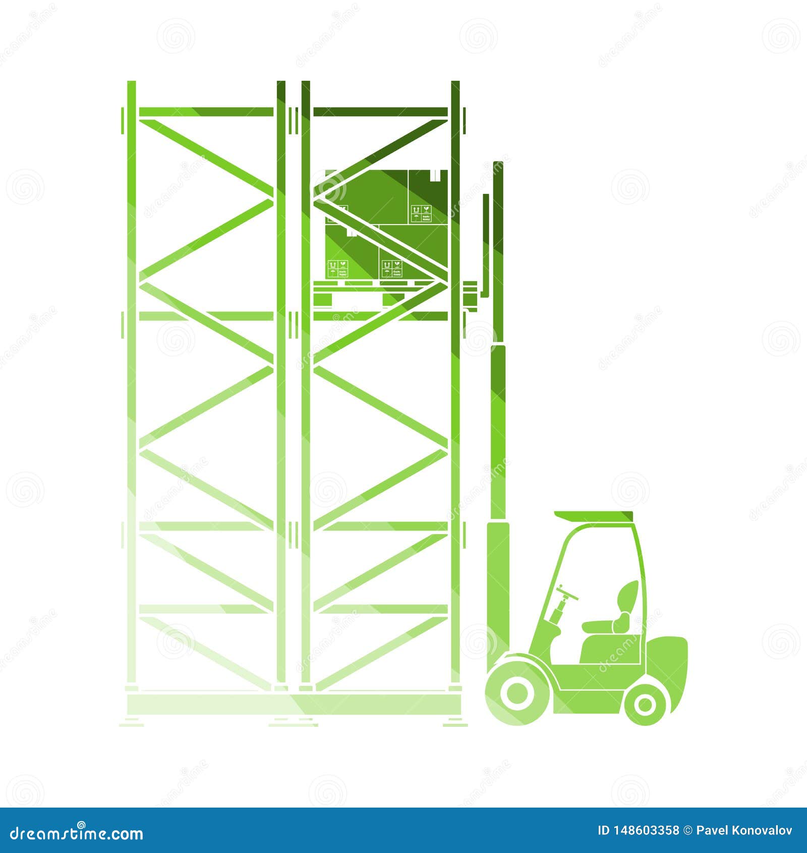 Warehouse Forklift Icon stock vector. Illustration of loader - 148603358