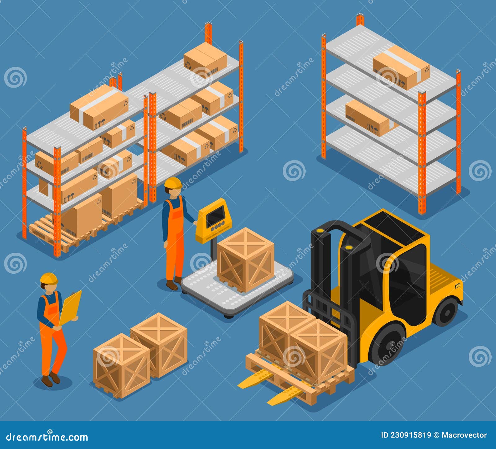 Warehouse Forklift Isometric Composition Stock Vector - Illustration of ...