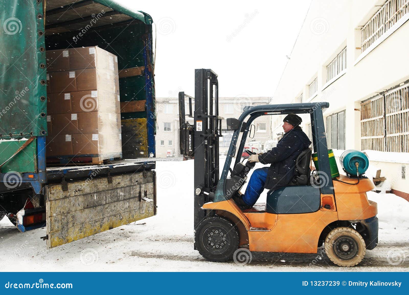 Warehouse Forklift Loader Work Stock Image - Image of loading ...