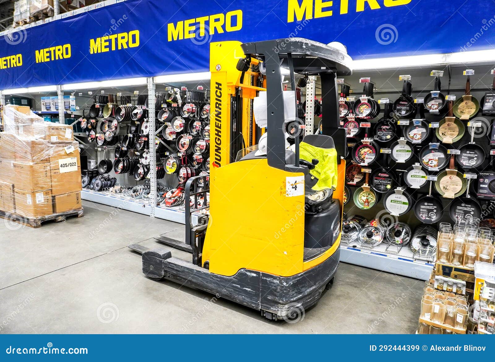 Warehouse Forklift in the Metro Store Editorial Stock Image - Image of ...