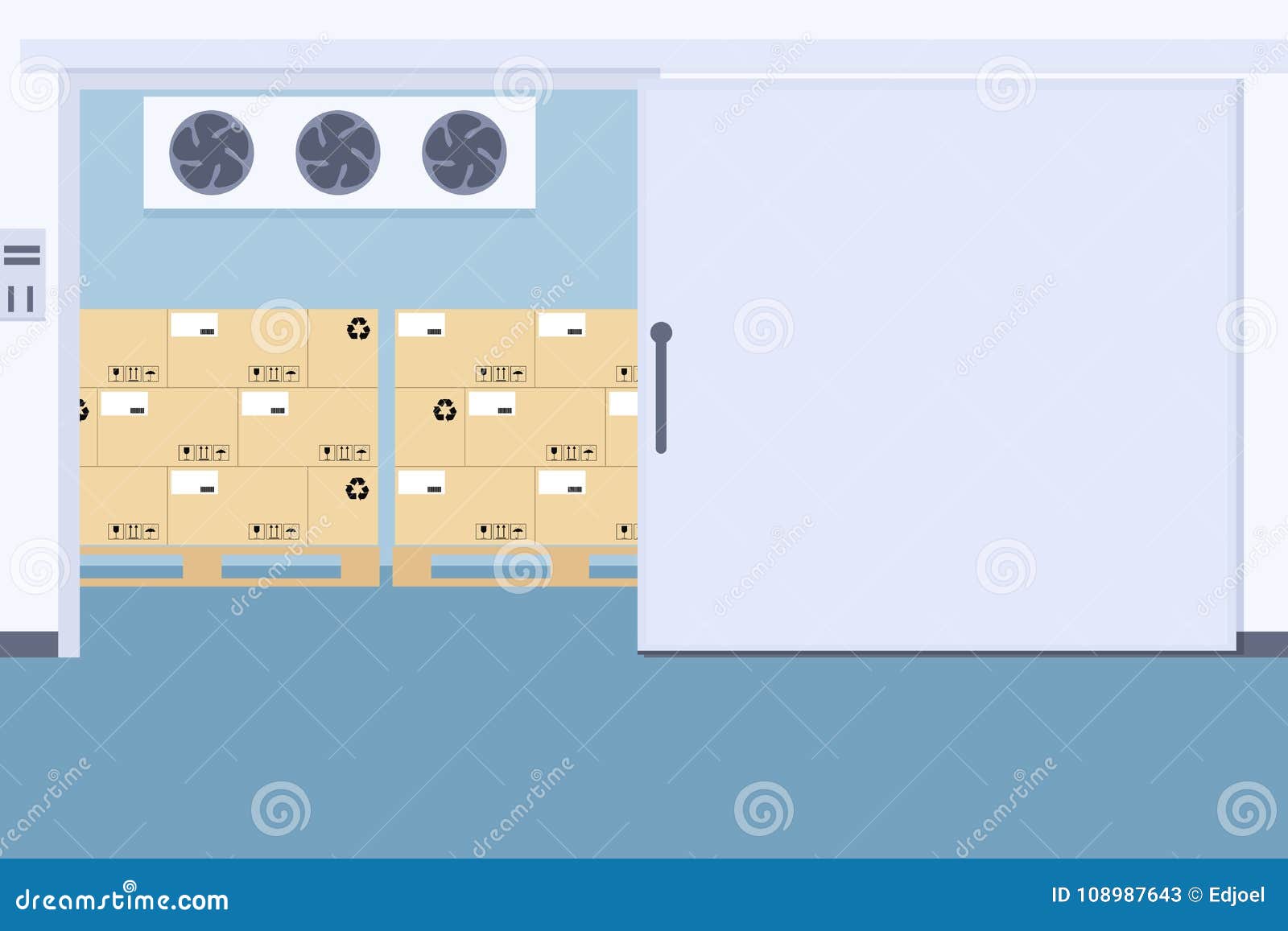 Warehouse Freezer, Cold Storage of Packaging. Stock Vector ...