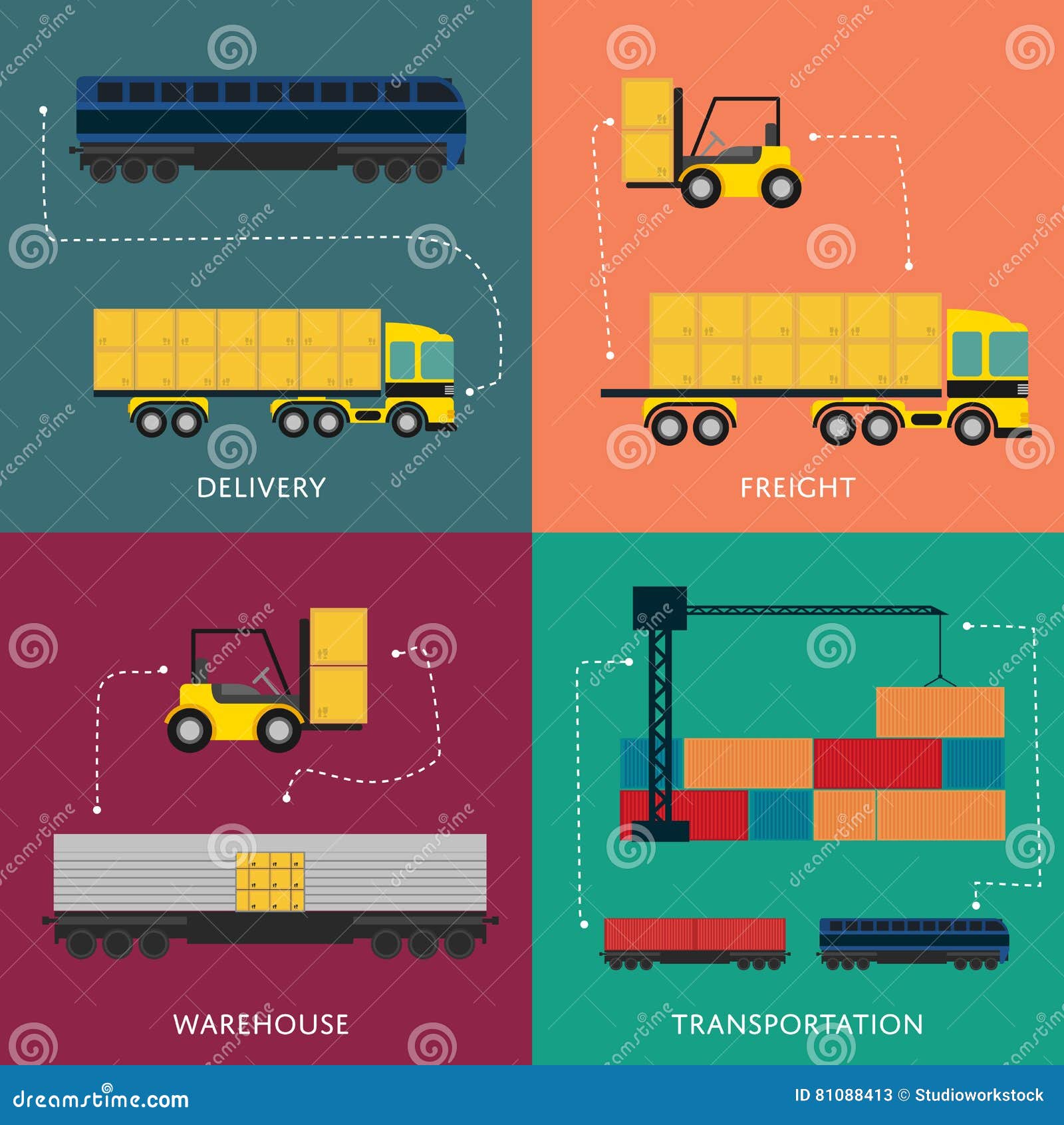 Warehouse and Freight Transportation Banner Set Stock Vector ...
