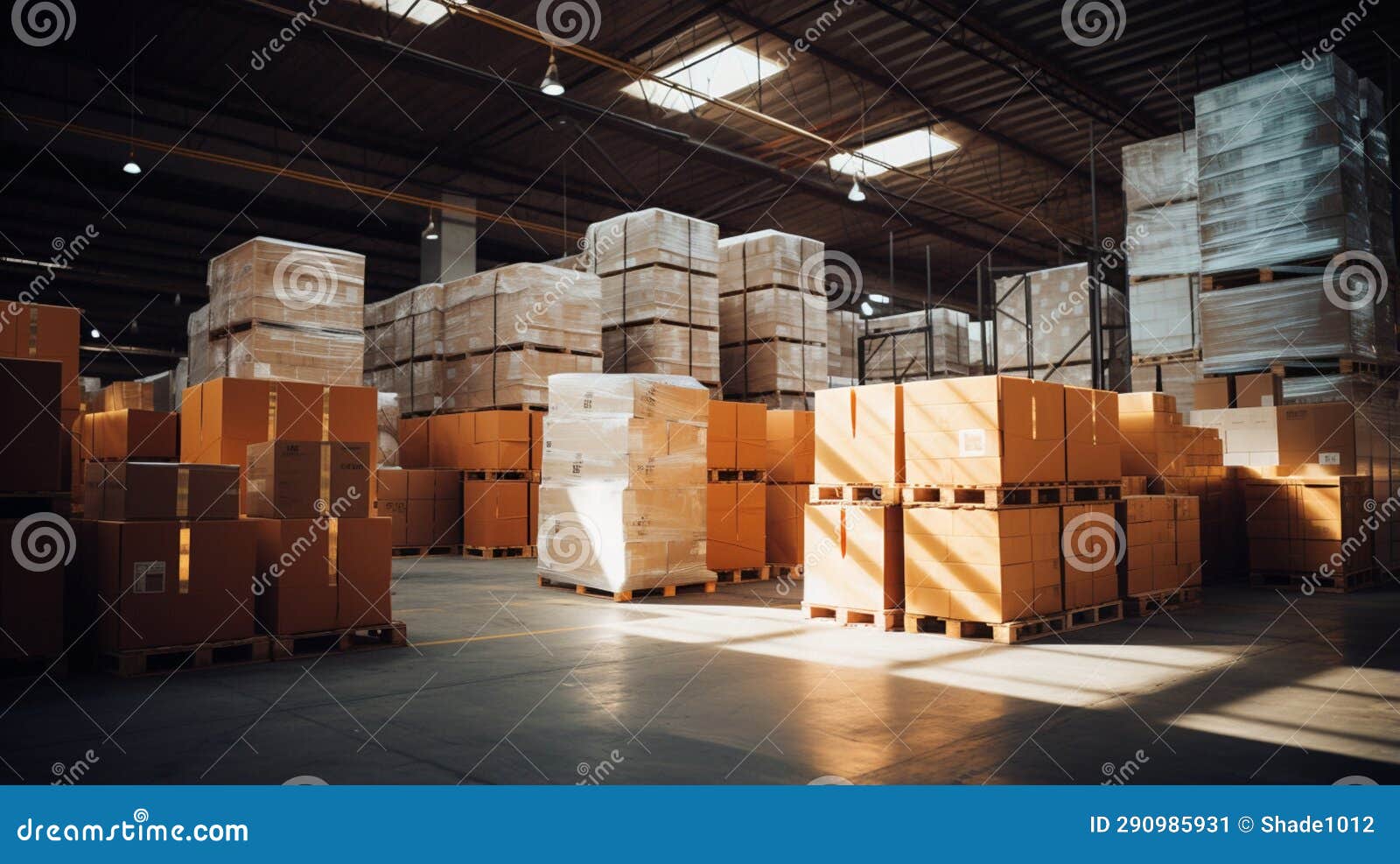 A Warehouse Full of Boxes and Pallets. Stock Illustration ...