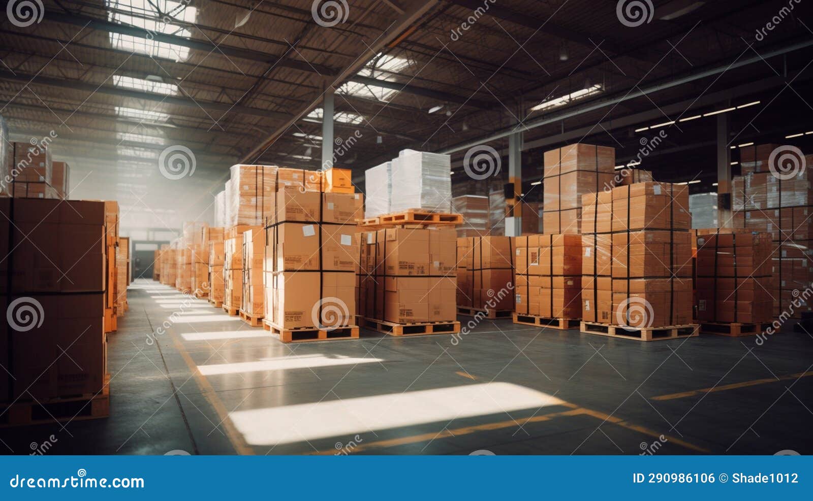 A Warehouse Full of Boxes and Pallets. Stock Illustration ...