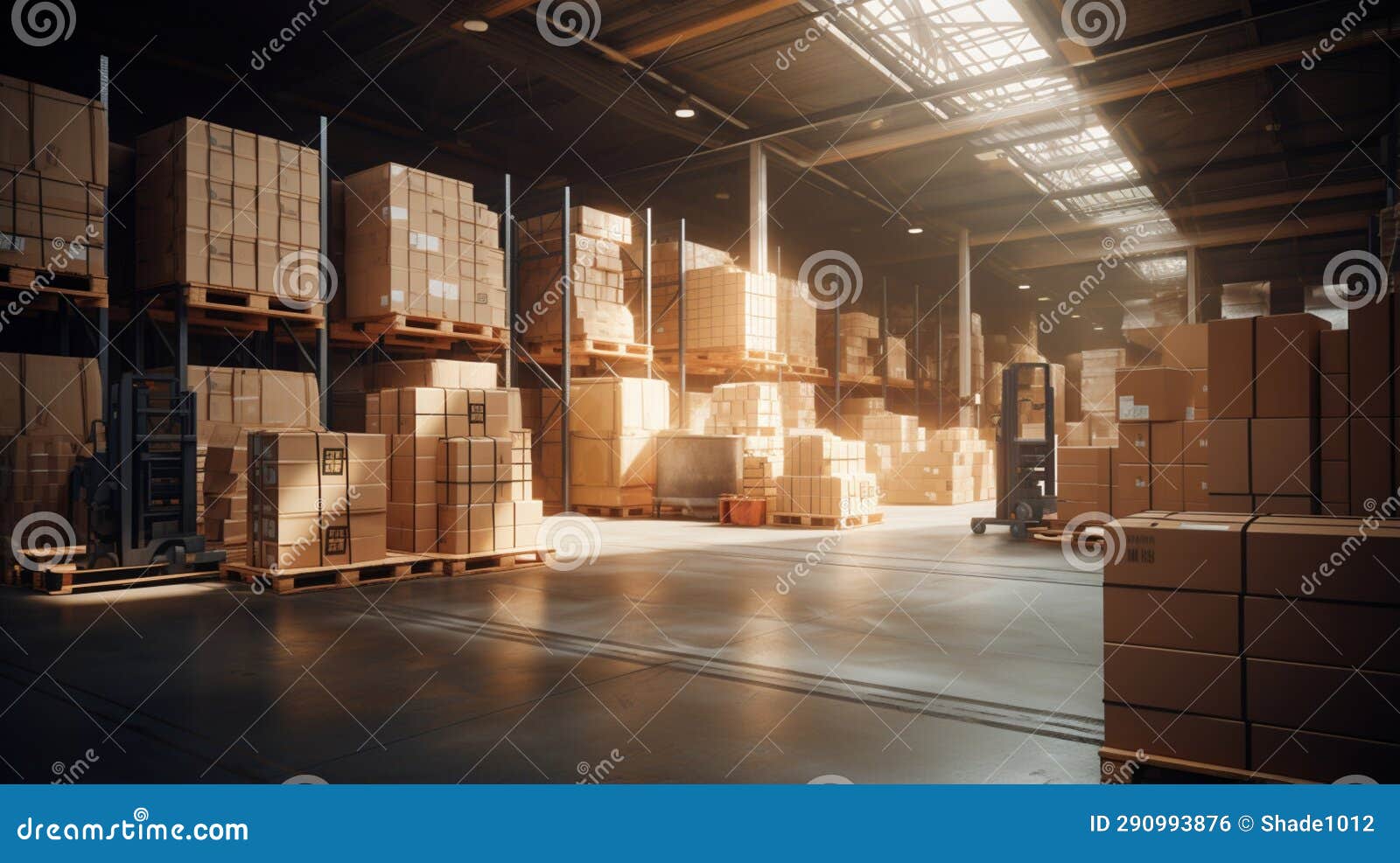 A Warehouse Full of Boxes and Pallets. Stock Illustration ...