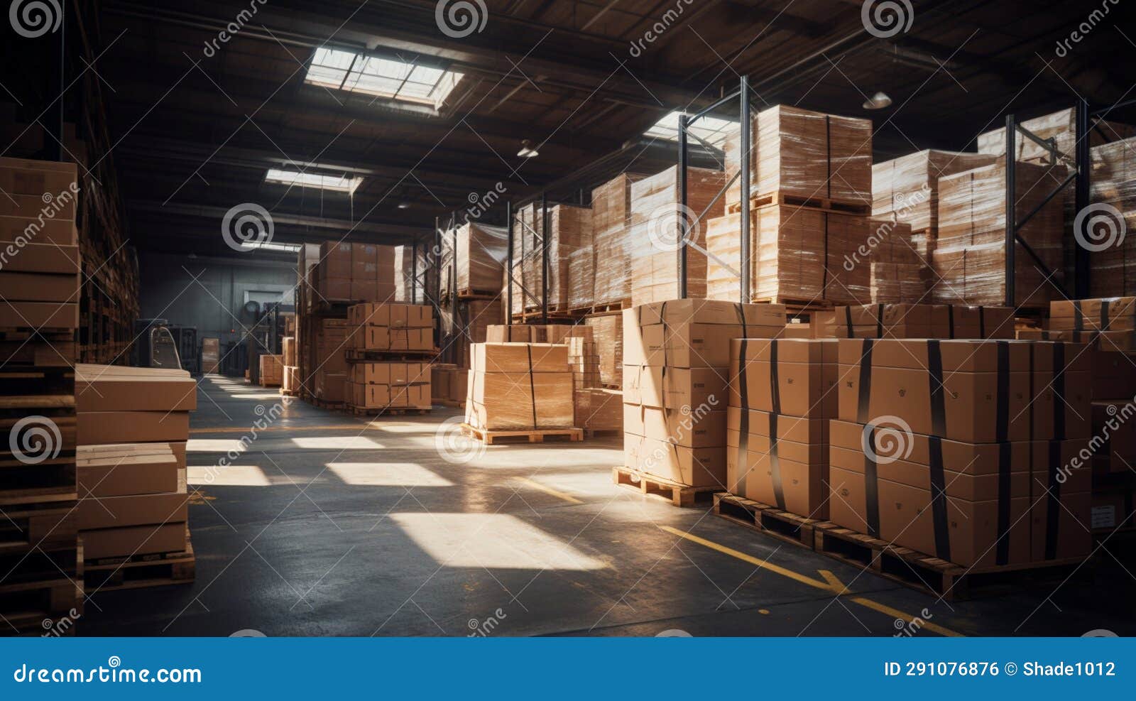 A Warehouse Full of Boxes and Pallets. Stock Illustration ...