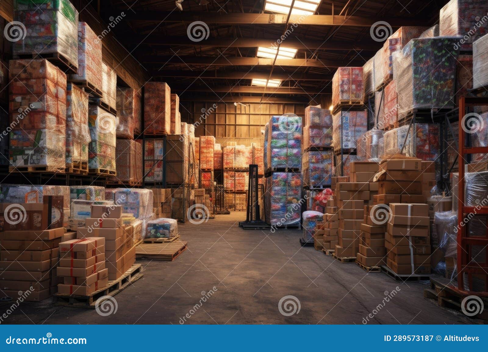 Warehouse Full of Packaged Goods Ready for Shipment Stock Image - Image ...