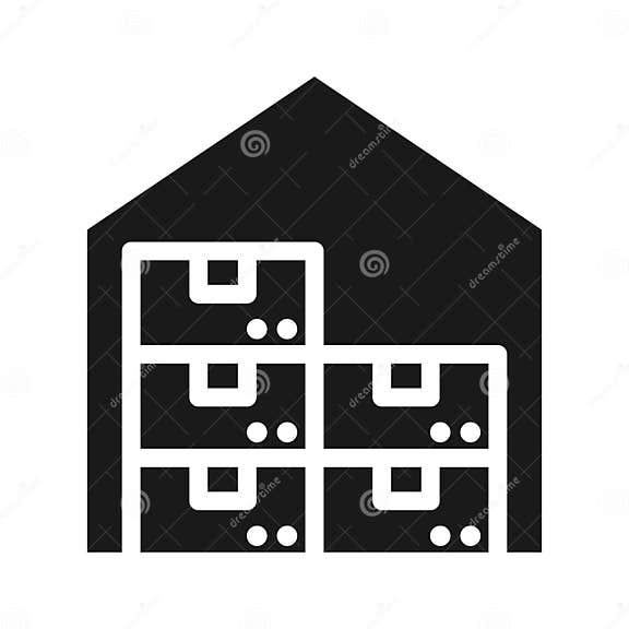 Warehouse Glyph Icon Isolated Stock Vector - Illustration of warehouse ...