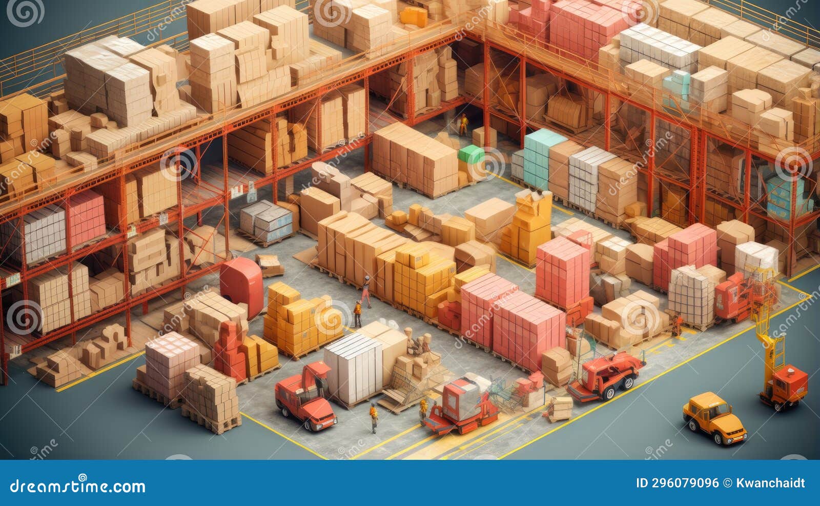 A Warehouse with Goods Being Organized and Shipped, Representing the ...