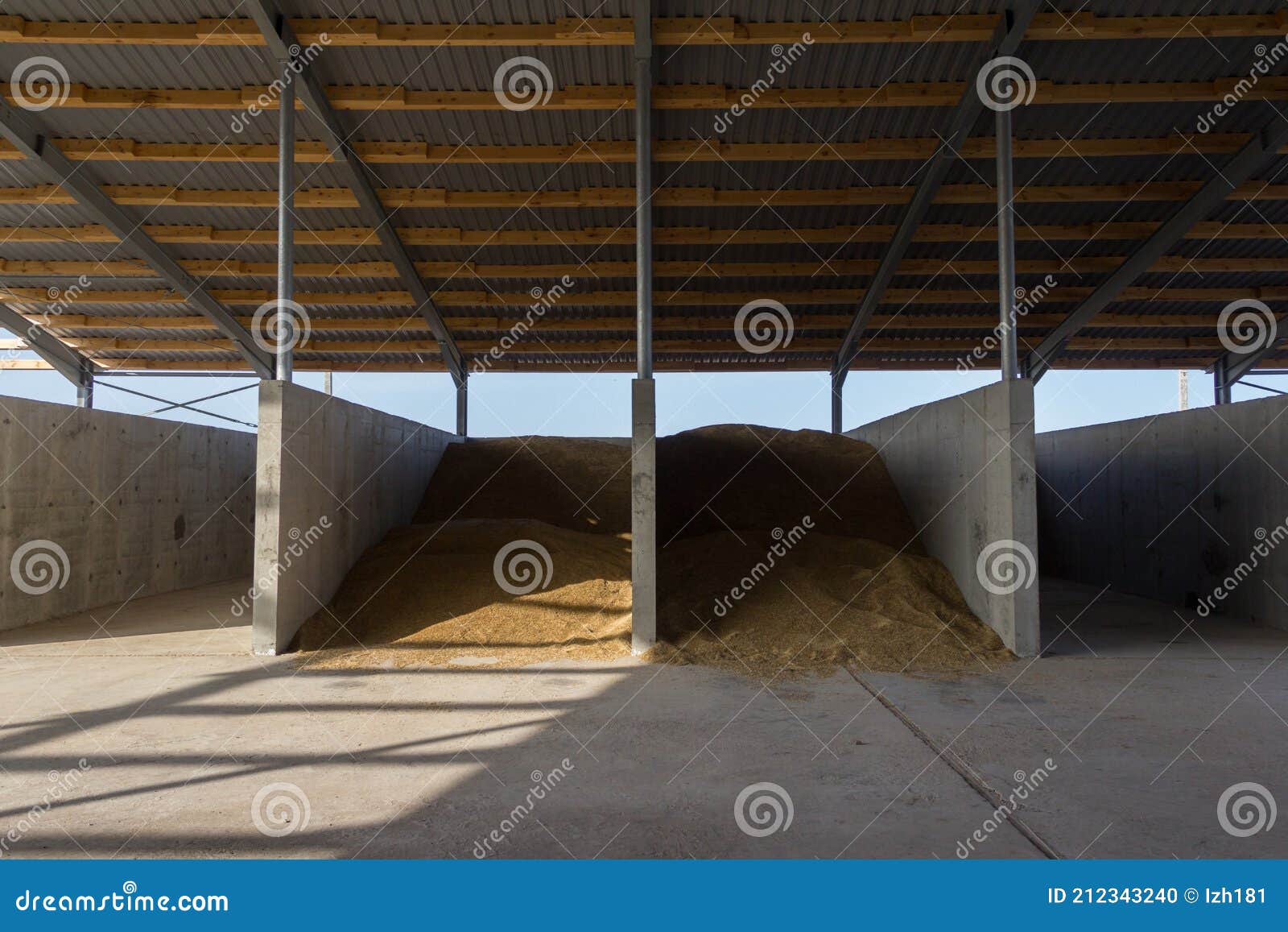 Warehouse for Grain Storage. View Inside a Large Grain Drying Store ...