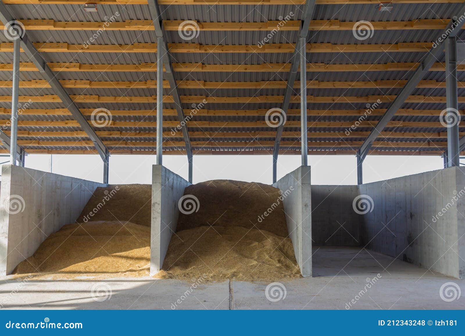 Warehouse for Grain Storage. View Inside a Large Grain Drying Store ...