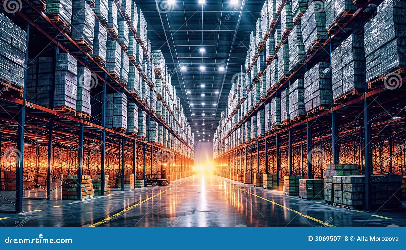 A Warehouse Hall Bustling with Activity Stock Photo - Image of export ...